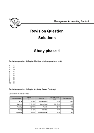 Revision solutions 2 - Revision Questions Solutions Study phase 2 ...
