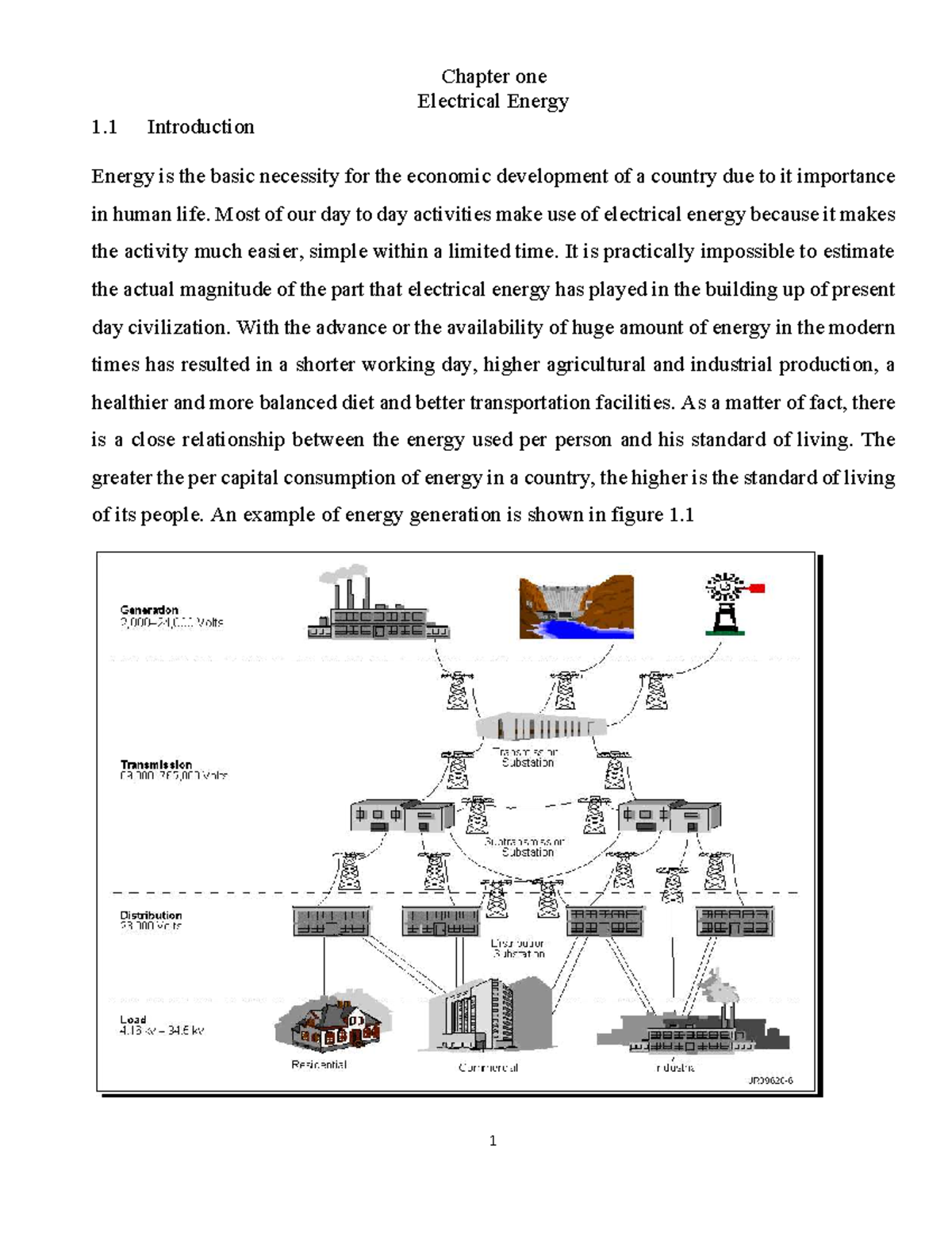 EEC 122 Handout 2024 - Chapter one Electrical Energy 1 Introduction ...