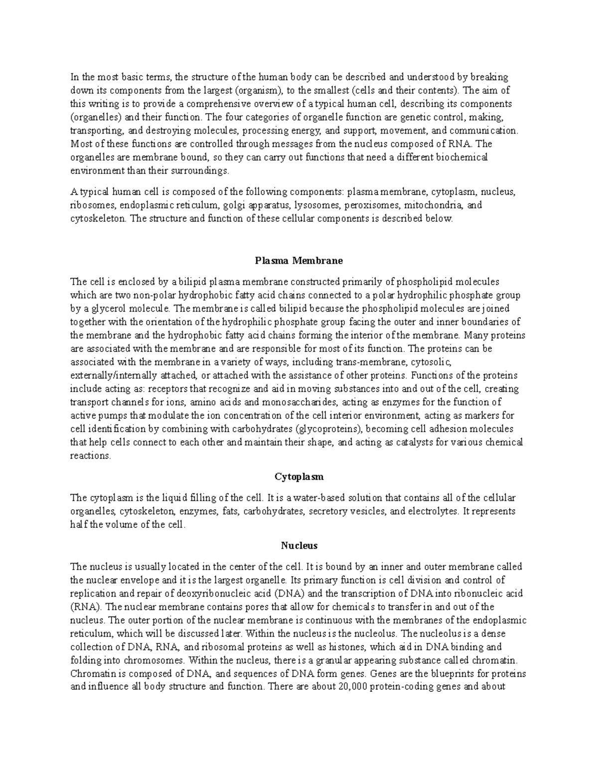 NUR 804 Structure and Function of the Cell - In the most basic terms ...