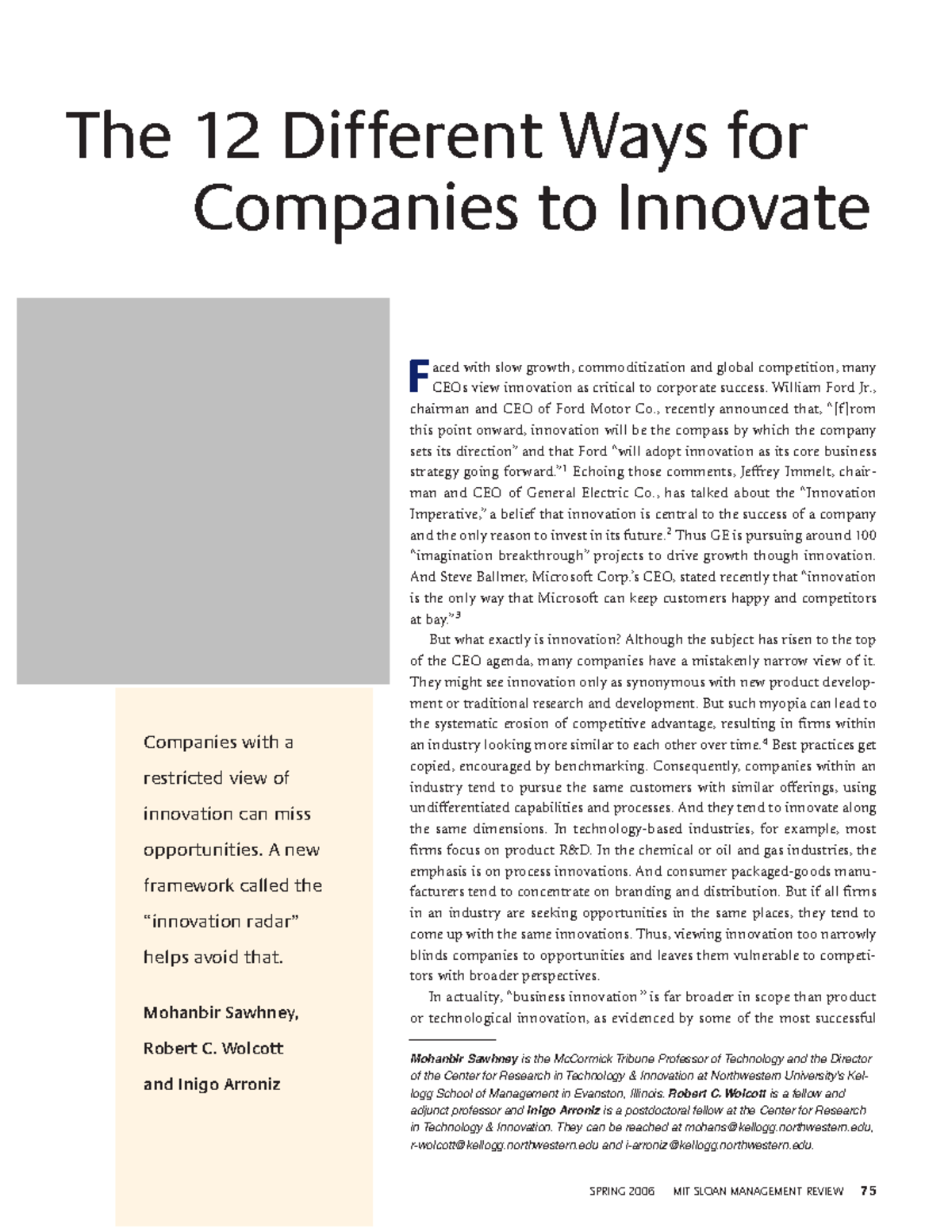 The 12 Different Ways for Companies to Innovate - aced with slow growth ...