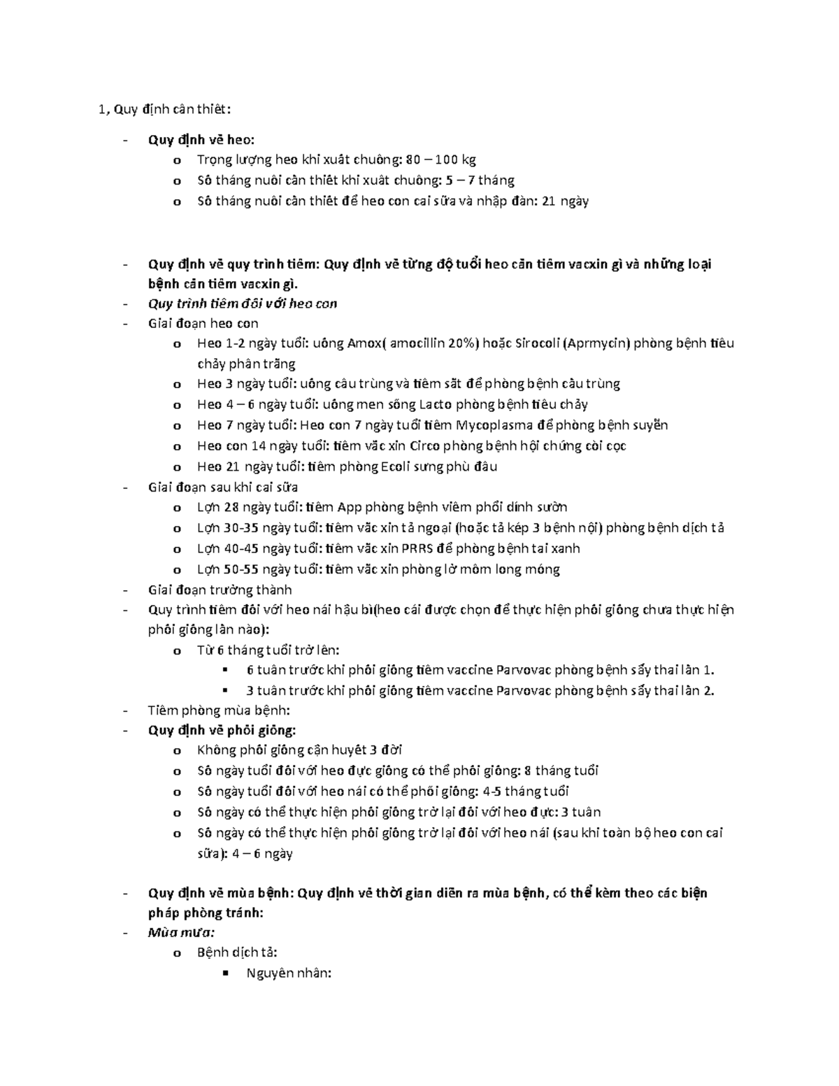 Quy định - aaa - 1, Quy đ nh cầần thiếết:ị - Quy đ nh vềề heo:ị o Tr ng lọ ượng heo khi xuầết ...