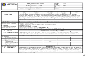 DRRM week 2 - DLL IN DRRR WEEK 2 - GRADE 1 to 12 DAILY LESSON LOG ...