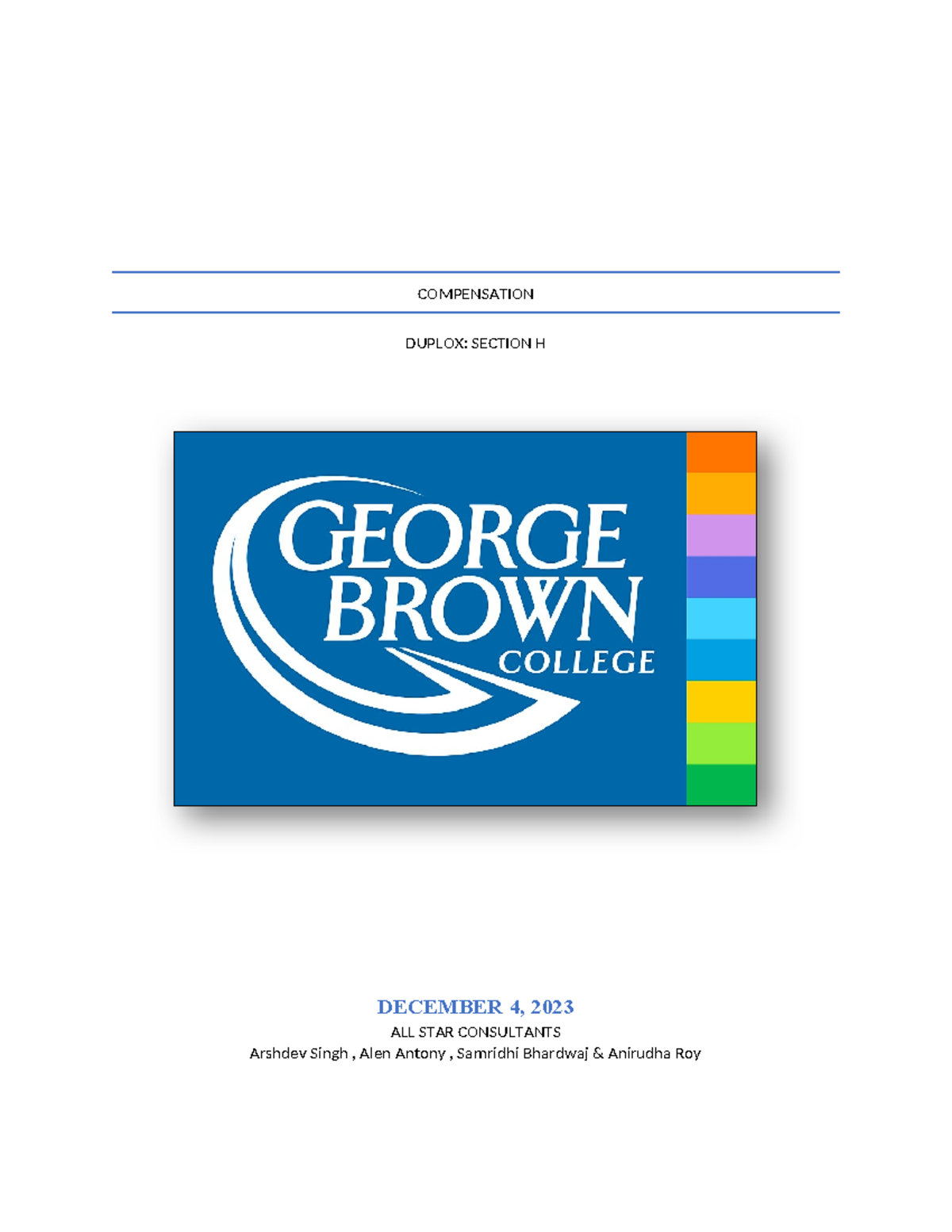 Duplox Assignment - Section H - COMPENSATION DUPLOX: SECTION H DECEMBER ...