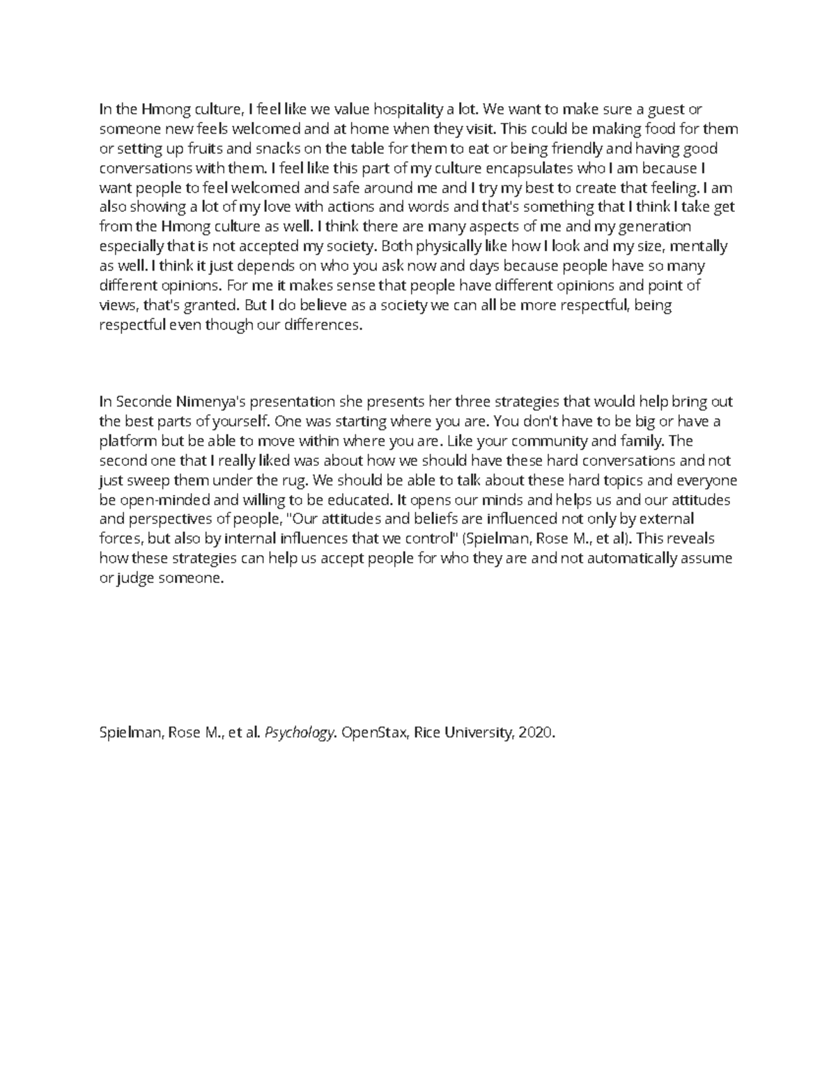 Doc'21 - Class discussion notes - In the Hmong culture, I feel like we ...