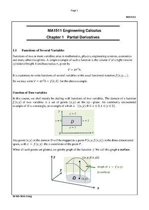 MA1511 Cheat Sheet V1 - Engineering Calculus compiled Partial Sum and Infinite Sum a1 a2 a3 ...