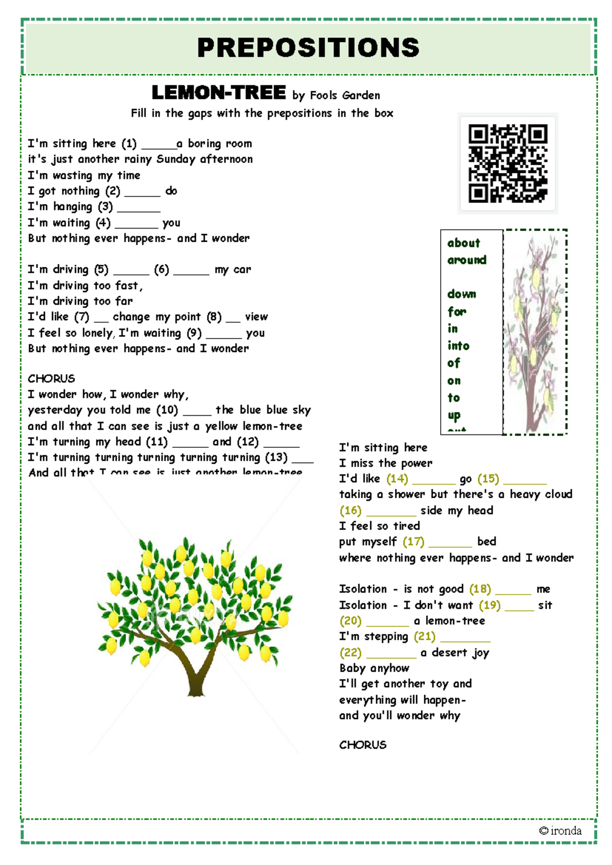 A lemon tree song - fdgsdrg - PREPOSITIONS LEMON-TREE by Fools Garden ...