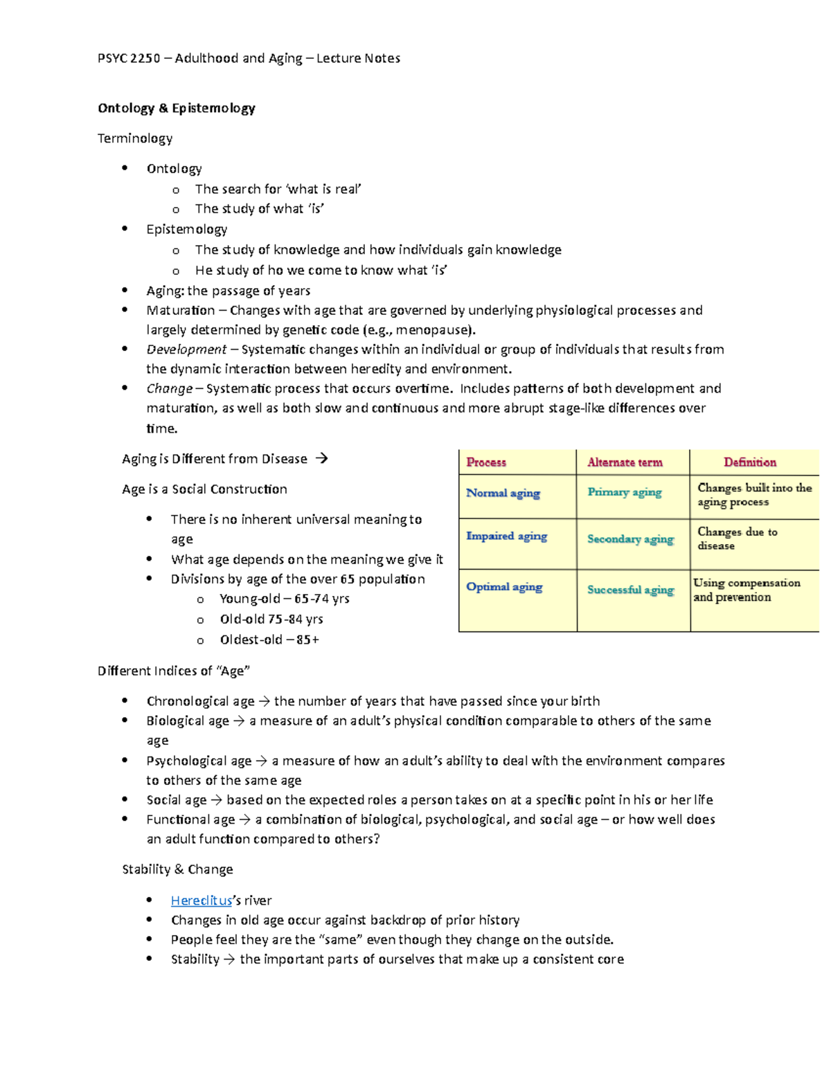 PSYC 2250 - Lecture Notes - All Chapters Included - Ontology ...
