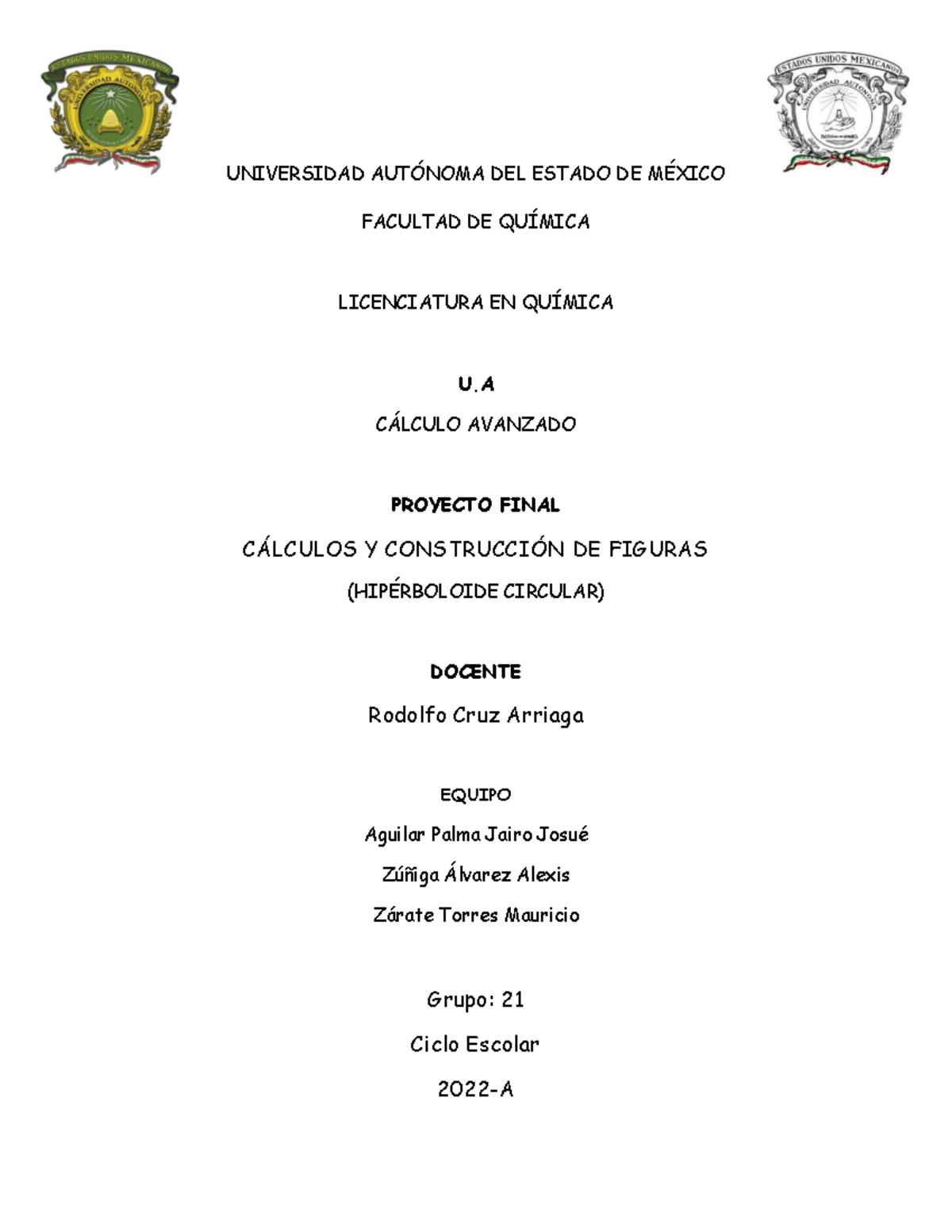 Proy Fin Cal-Av Hiperboloide-Circular Grupo 21-Quim - UNIVERSIDAD ...