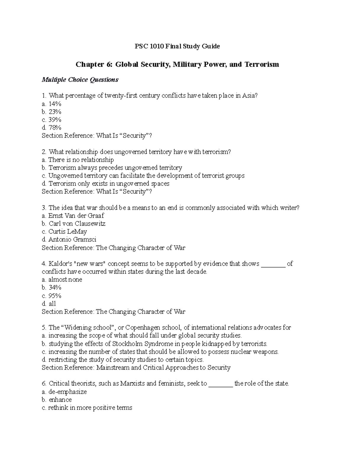 PSC 1010 Final Study Guide 2227 - PSC 1010 Final Study Guide Chapter 6 ...