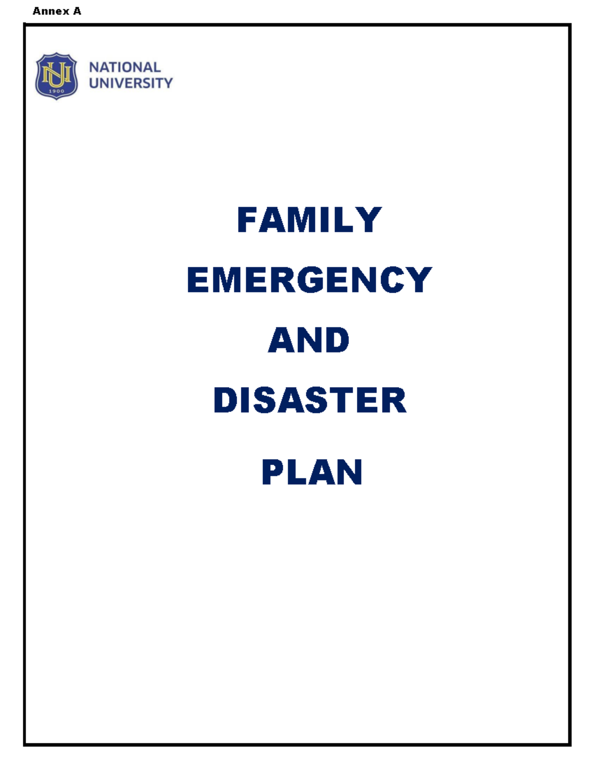 Family Emergency AND Disaster PLAN Template - FAMILY EMERGENCY AND ...