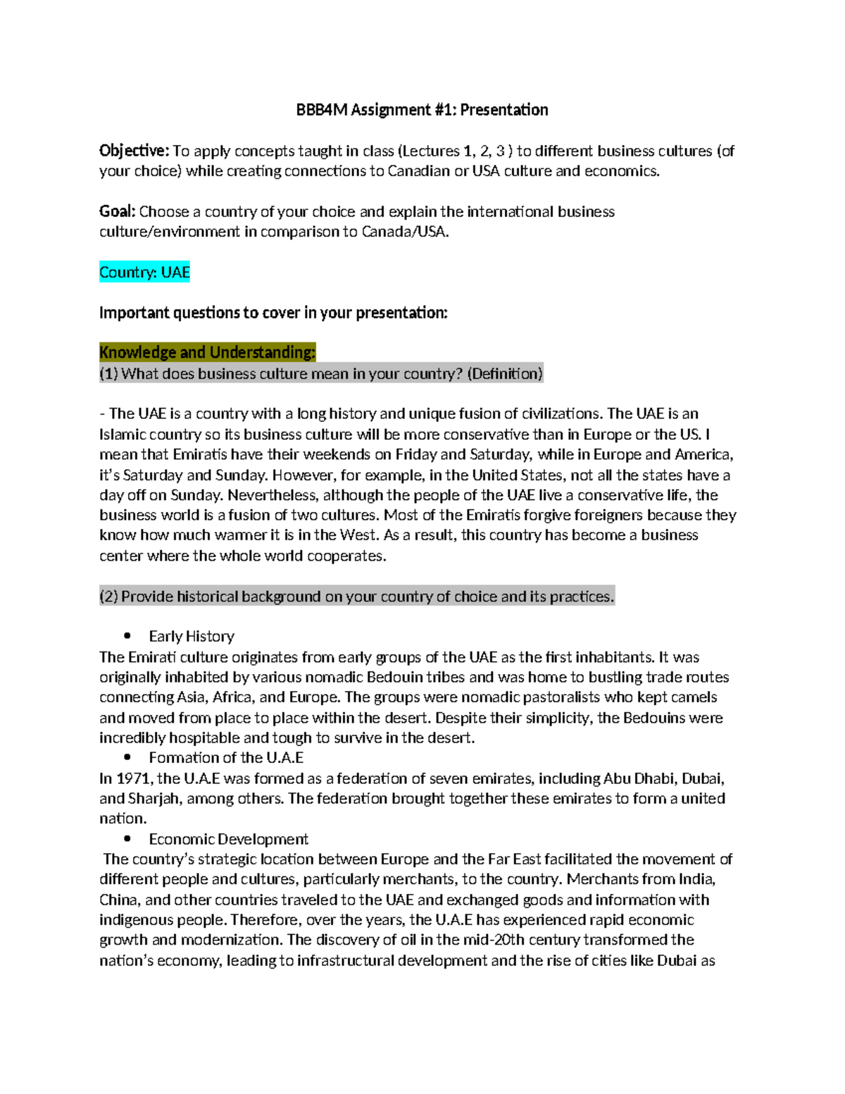 BBB4M-Pres - About UAE - BBB4M Assignment #1: Presentation Objective ...