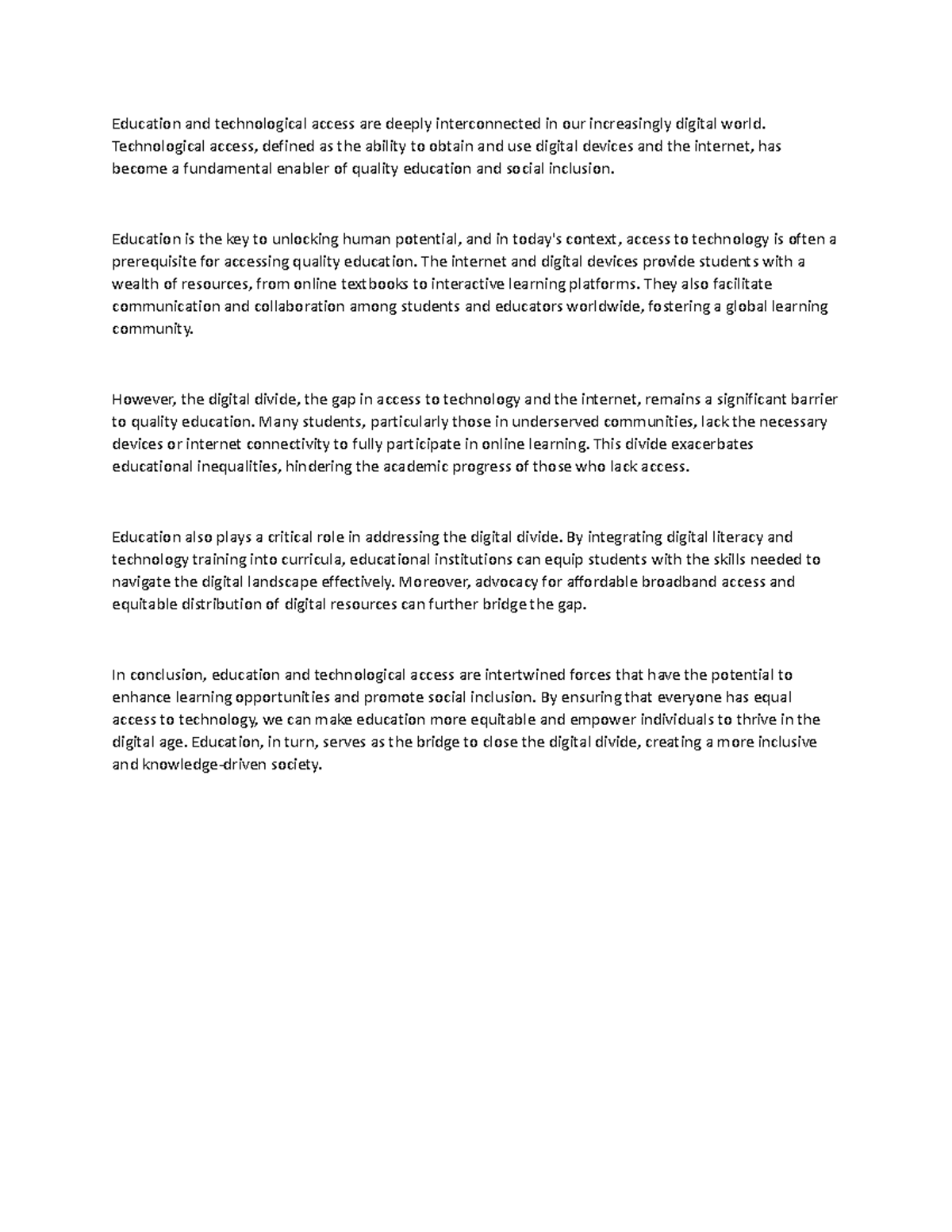 Education and technological access are deeply interconnected in our ...