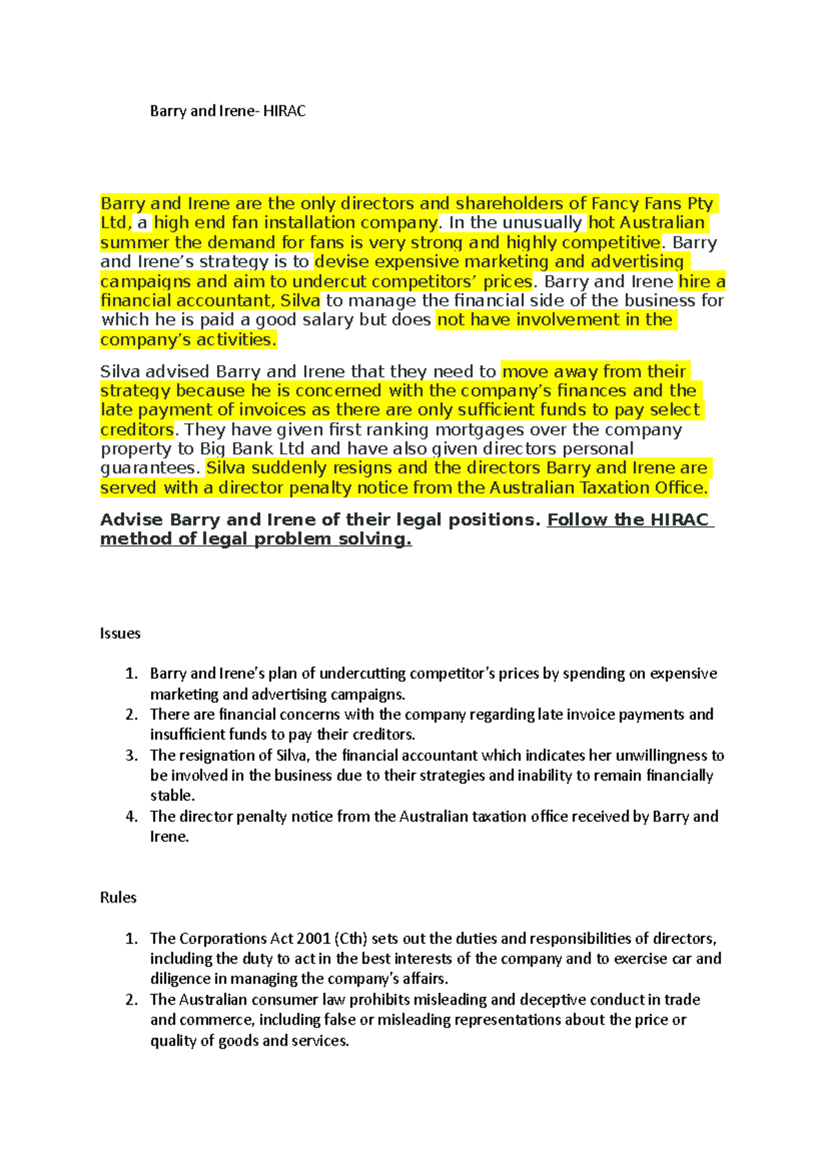 Barry and Irene - Hirac Draft - Barry and Irene- HIRAC Barry and Irene ...