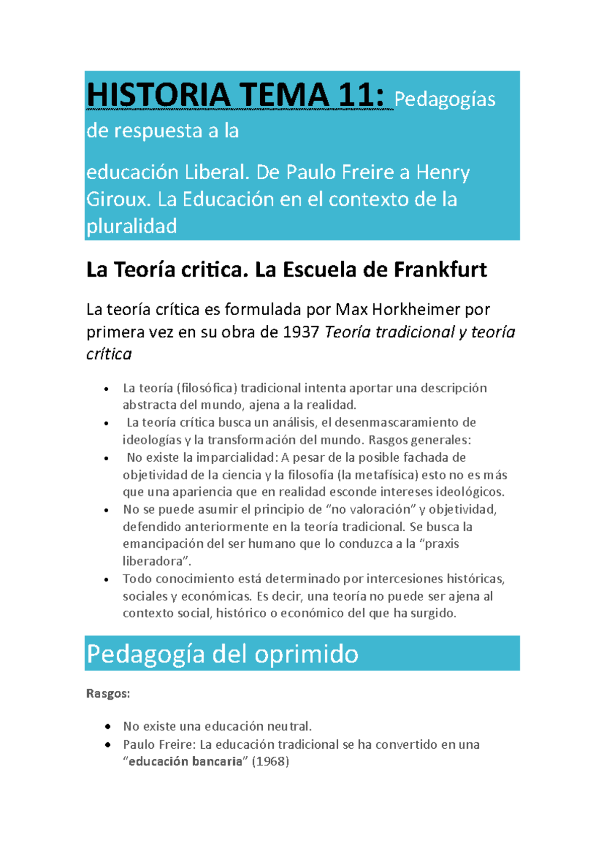 Historia Tema 11 Educacion Paulo Freire Historia Tema 11