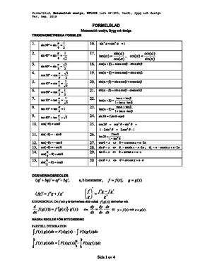 Tenta 1 Envariabelanalys 2 - Tentamen i AF1764 Matematik 2, TEN ...