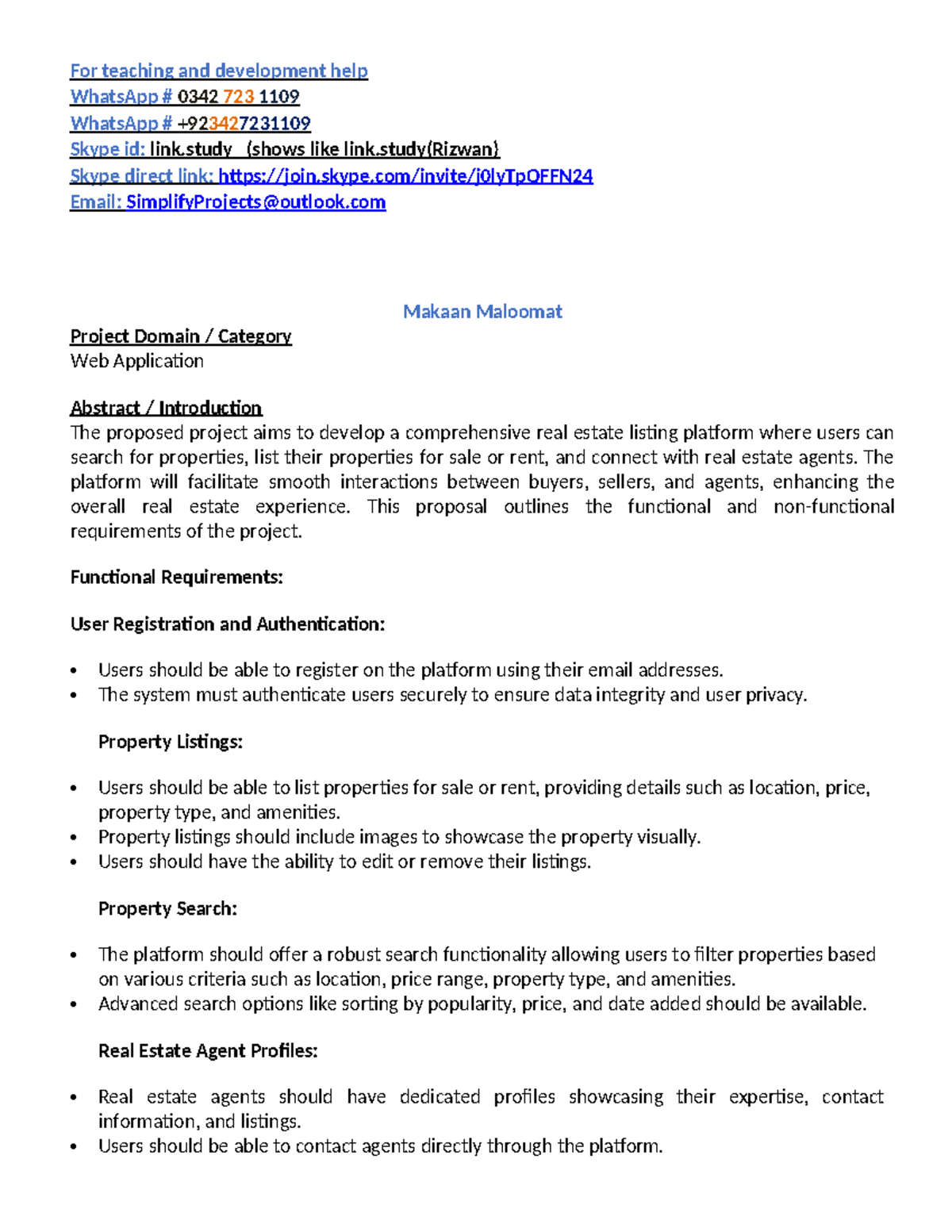 Makaan Maloomat - The proposed project aims to develop a comprehensive ...