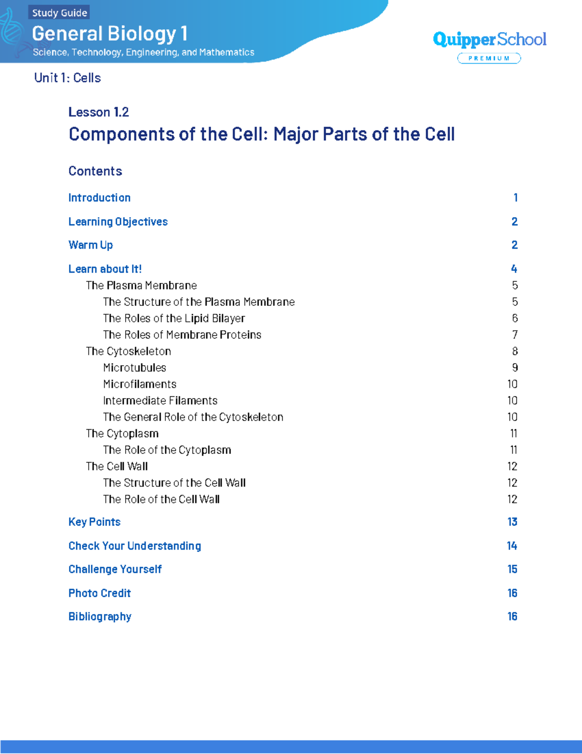 BIO1 11 12 Q1 0102 FD - Kininvrfhumi - Components of the Cell: Major ...