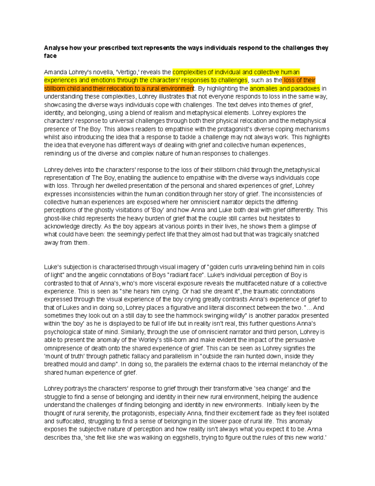 Final hsc common mod essay - Analyse how your prescribed text ...