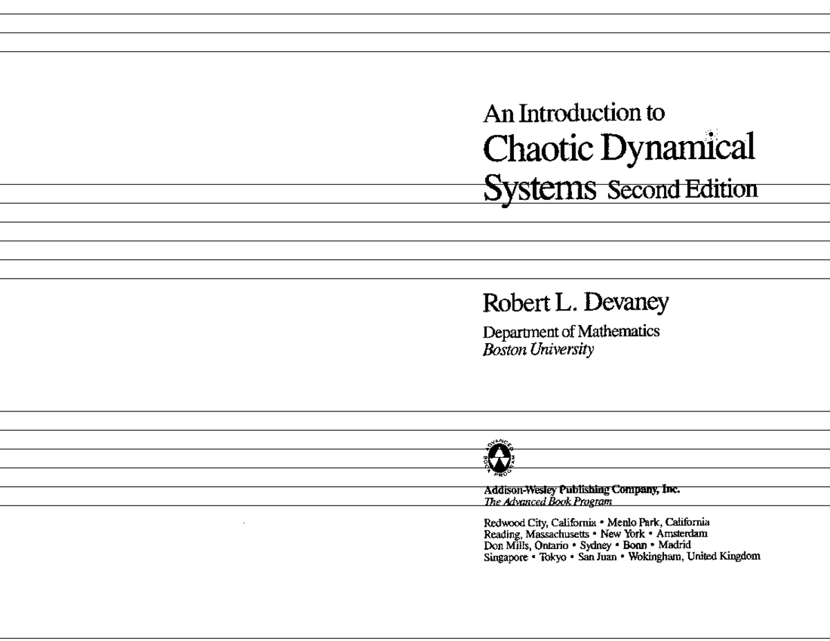 An Introduction to Chaotic Dynamical Systems (Robert Devaney, Robert L ... An Introduction to Chaotic Dynamical Systems (Robert Devaney, Robert L ...