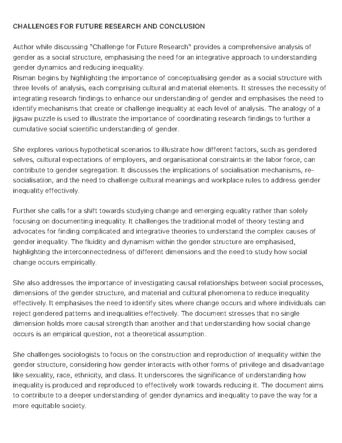 Challenges FOR Future Research AND Conclusion - CHALLENGES FOR FUTURE ...
