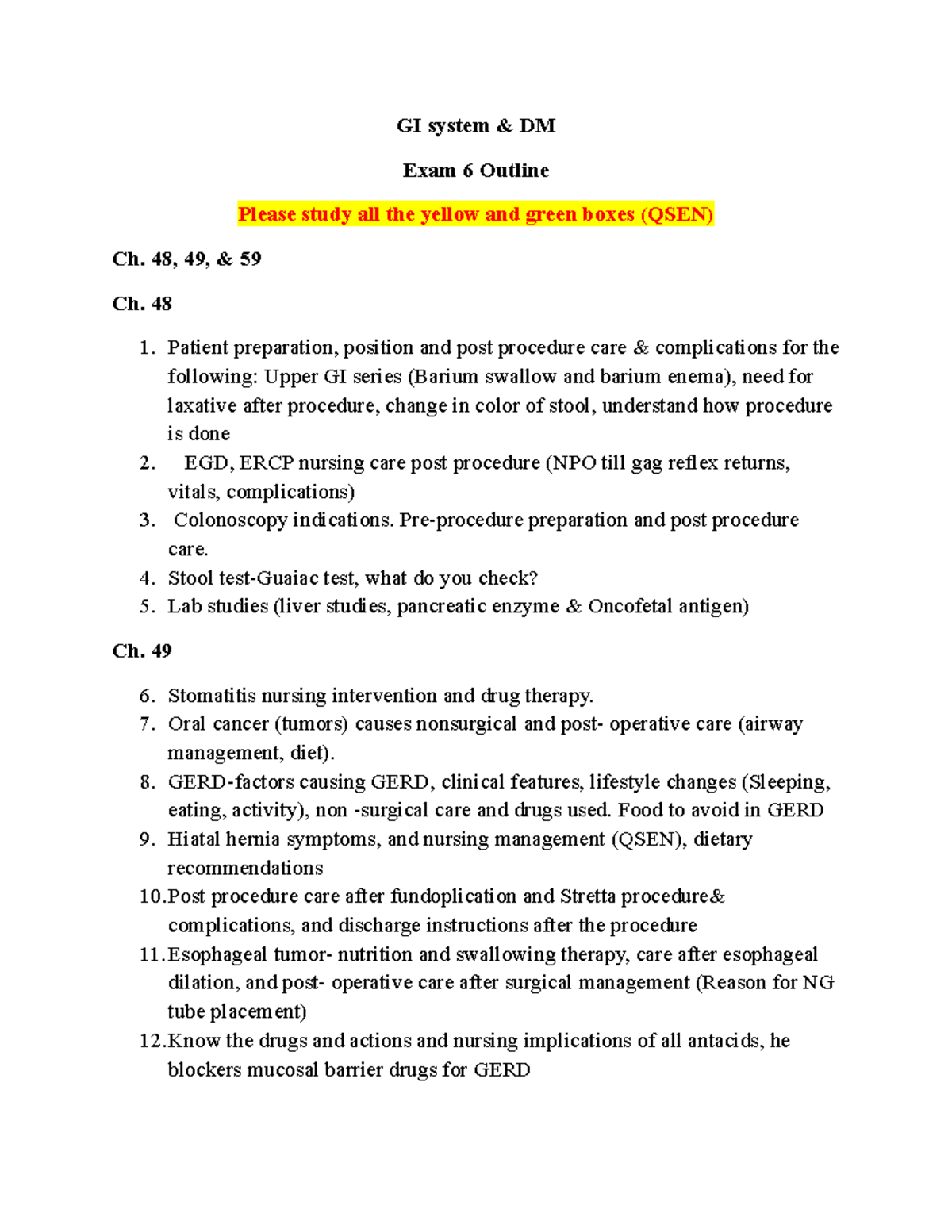 GI system Exam 6 Outline 131 - GI system & DM Exam 6 Outline Please ...