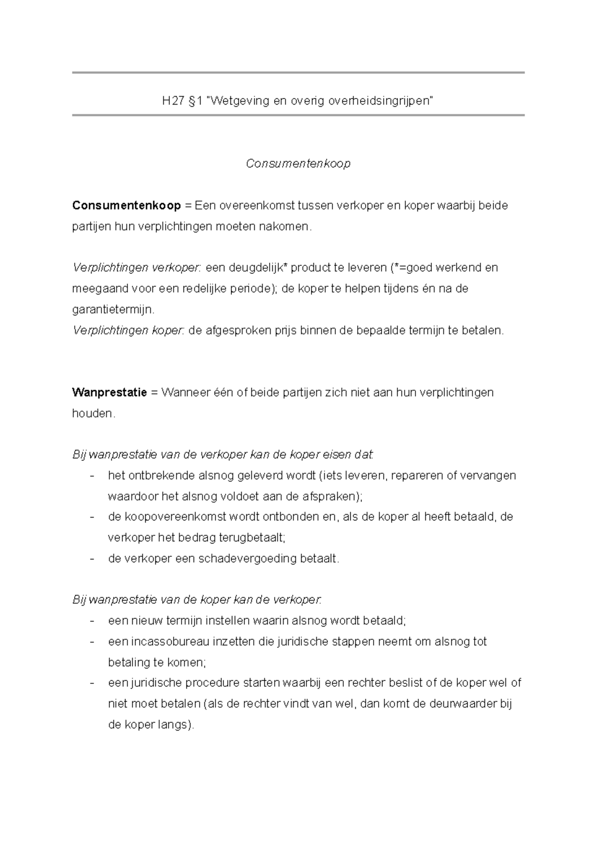 BECO - sv. h27 BEDRIJFSECONOMIE IN BALANS - H27 §1 “Wetgeving en overig ...