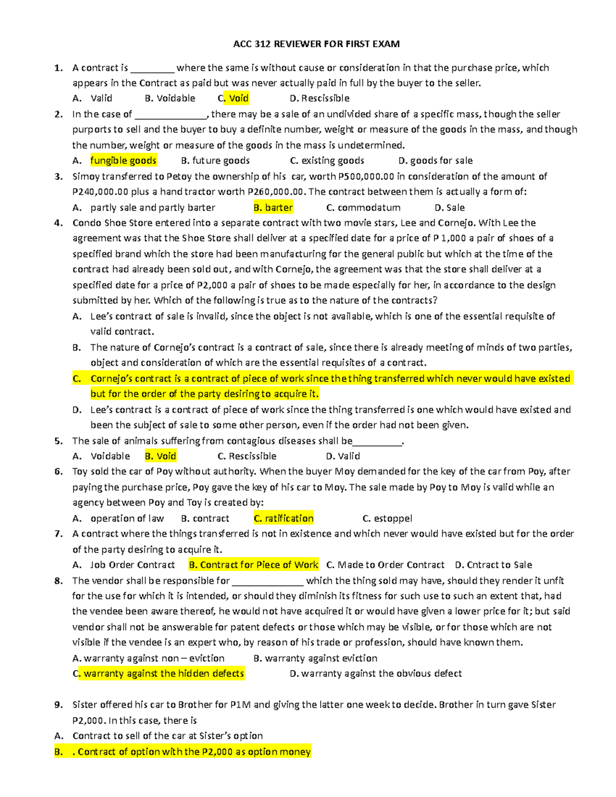 ACC 312 Reviewer FOR First EXAM - ACC 312 REVIEWER FOR FIRST EXAM A ...