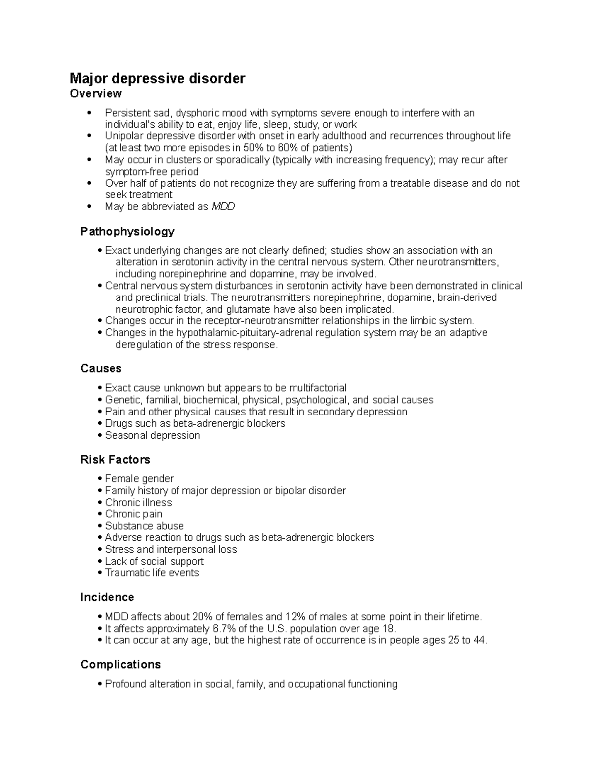 Major depressive disorder - Major depressive disorder Overview ...