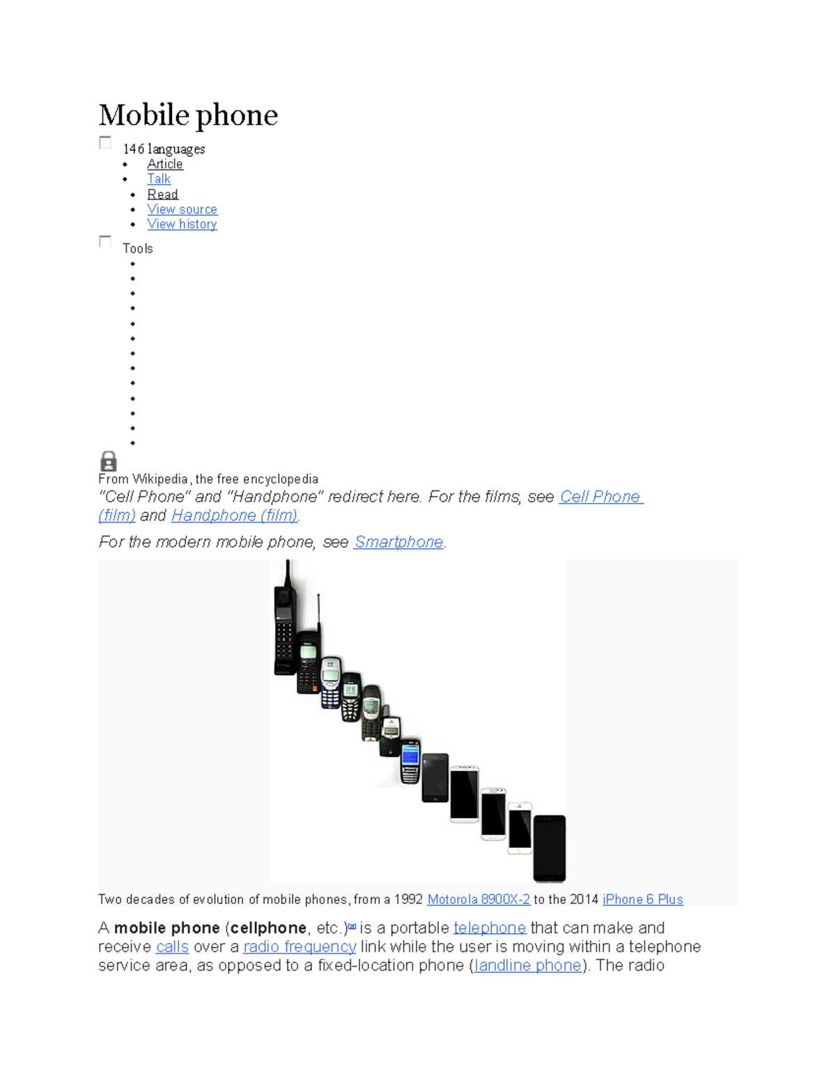 mobile development - Mobile phone 146 languages Article Talk Read View ...