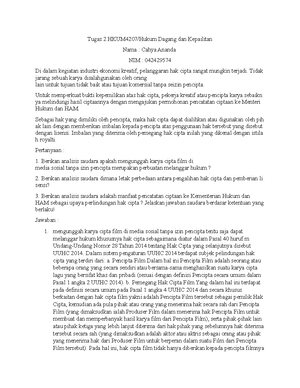 BJT Tugas 1 Hukumdagangdankepailitan - BUKU JAWABAN TUGAS MATA KULIAH TUGAS 1 Nama Mahasiswa ...