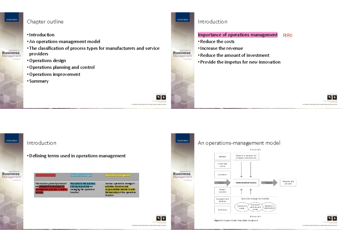 Chapter 11 - Operations management V1 - Chapter outline • Introduction ...