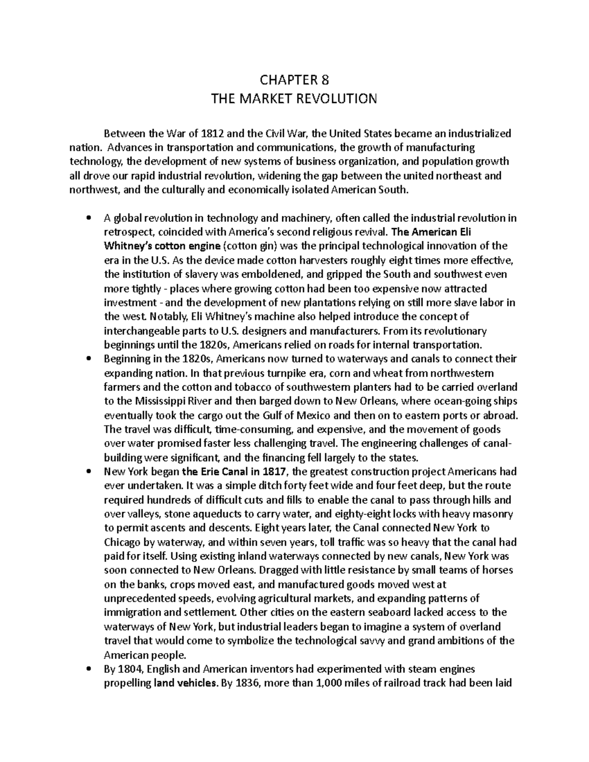 Chapter 8 - THE Markey Revolution Notes - CHAPTER 8 THE MARKET ...