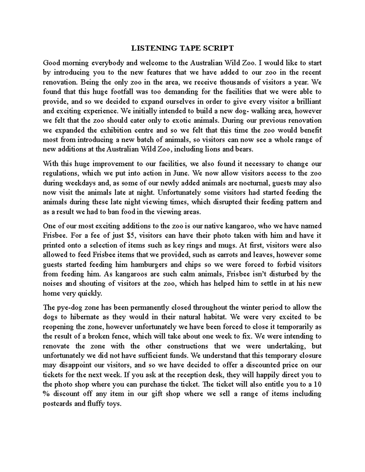 Listening TAPE Script - GRDFRHGDFHFTH - LISTENING TAPE SCRIPT Good ...