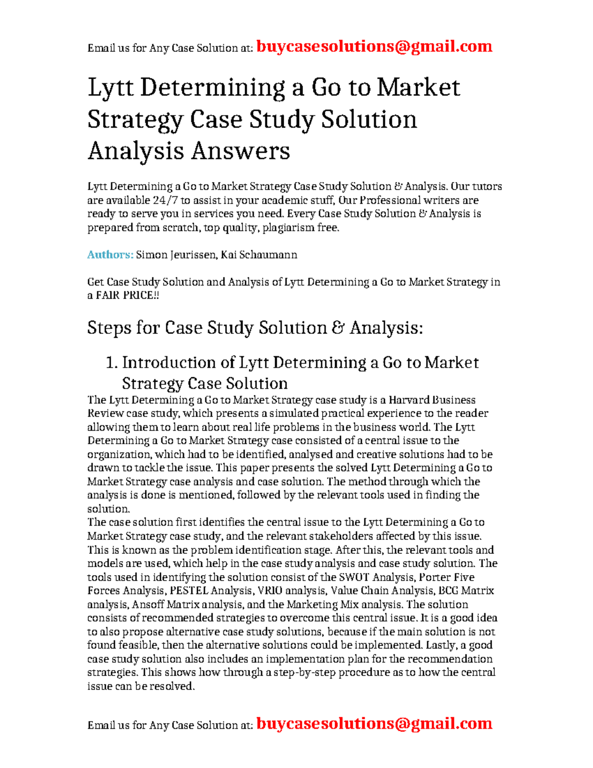 Case Solution Lytt Determining a Go to Market Strategy - Lytt ...