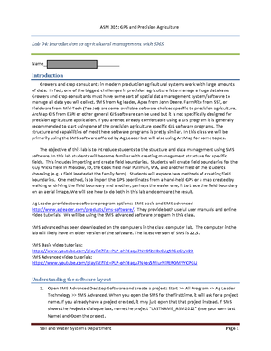 Asm lab 7 - lab 7 - ASM 305: GPS and Precision Agriculture Soil and Water Systems Department ...