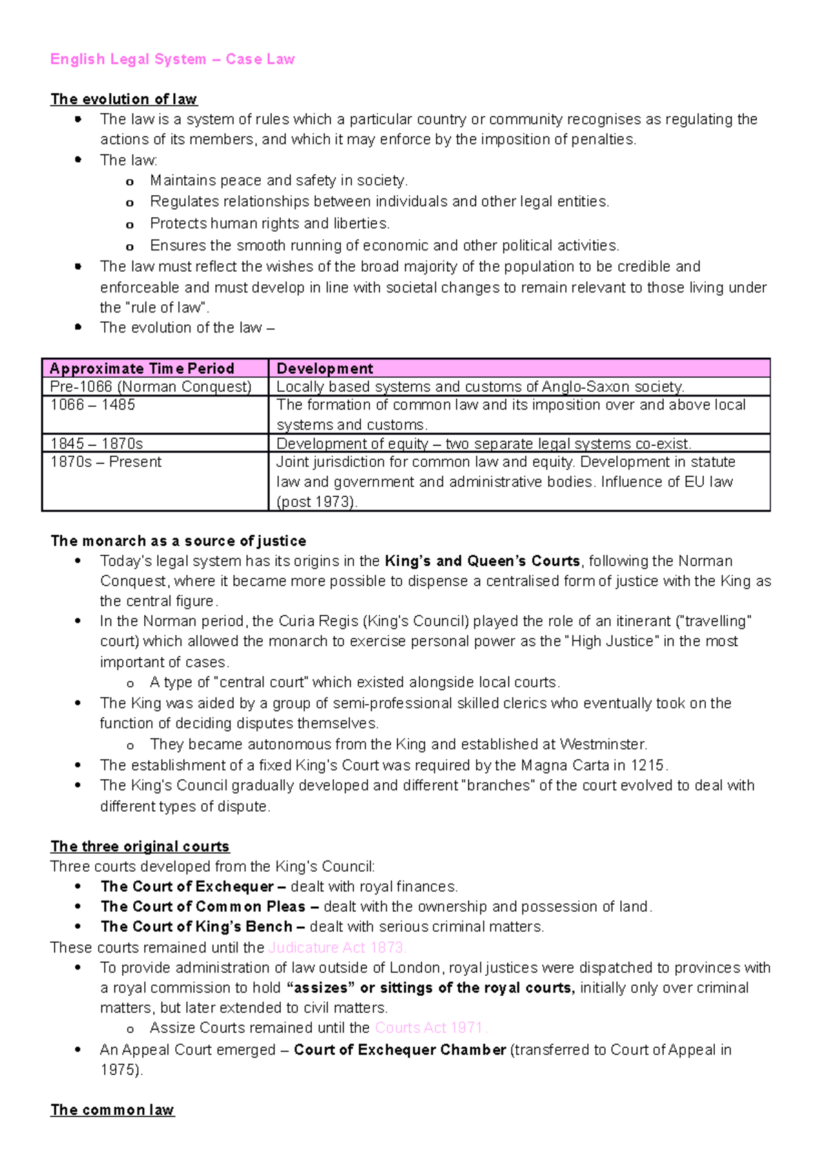 English Legal System (Case Law) - English Legal System – Case Law The ...