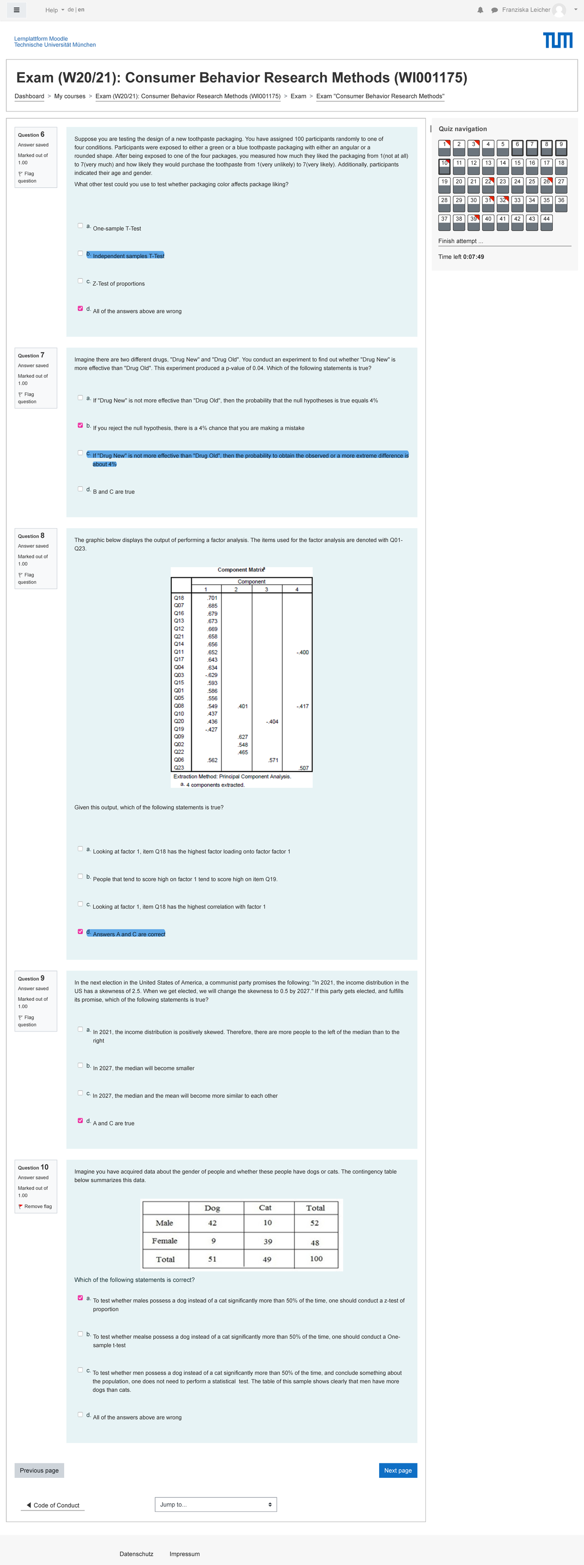 Exam copy - Dashboard > My courses > Exam (W20/21): Consumer Behavior ...