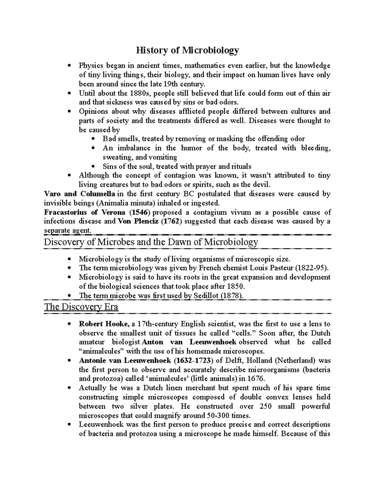 History of microbiology - History of Microbiology Physics began in ...