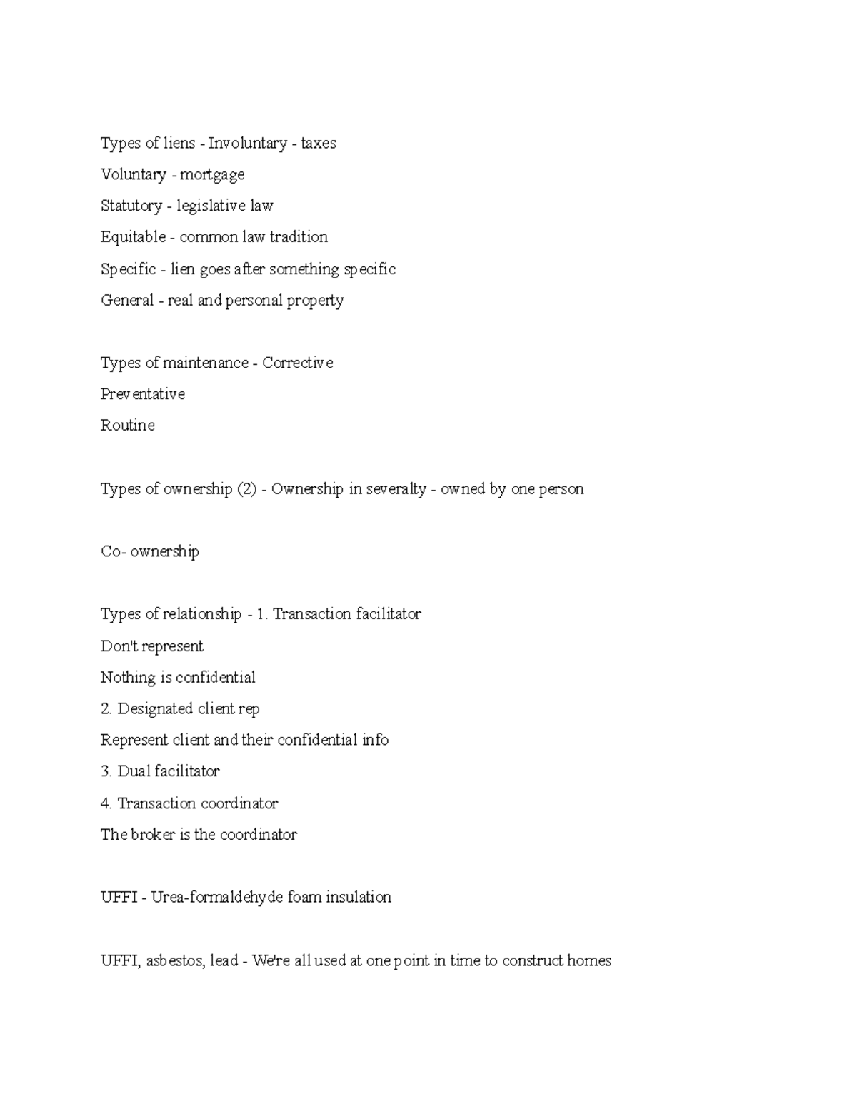 Note 25 - Property Law - Types of liens - Involuntary - taxes Voluntary ...