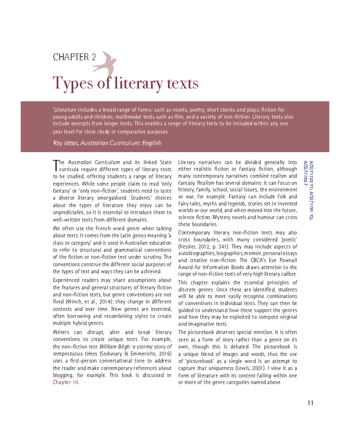 Types of literary texts - ACELT1785 F ACELY1722 Y7; ACELT1791 Y3 ...