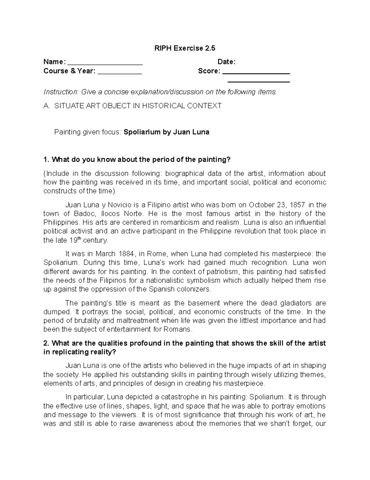 Answers to Readings in Philippine History (RIPH) Exercise 2.5 - RIPH ...