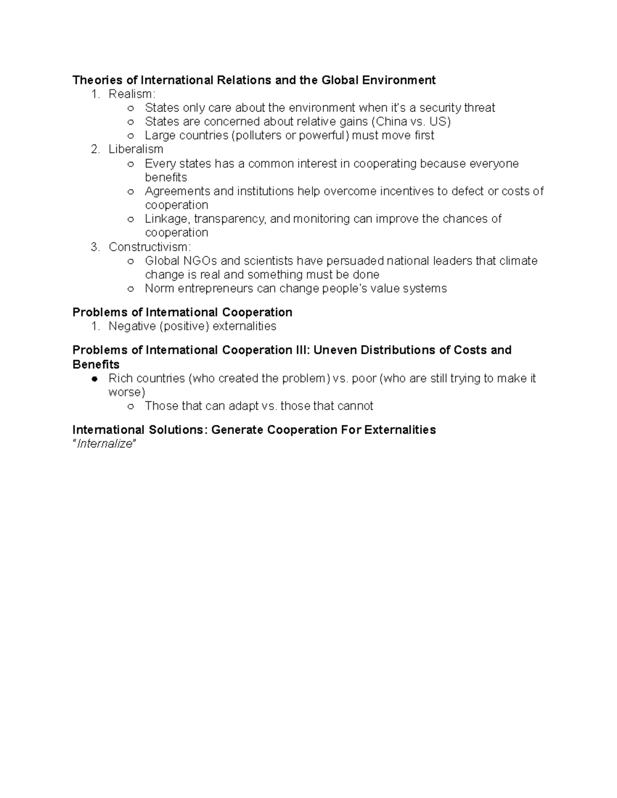 Class Notes #22 11-12-20 - Theories of International Relations and the ...