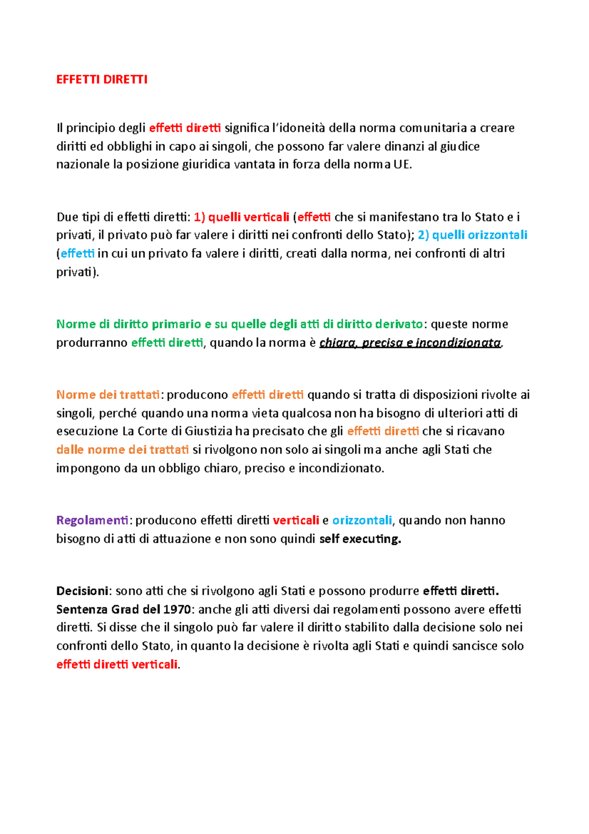Effetti Diretti - EFFETTI DIRETTI Il principio degli effetti diretti ...