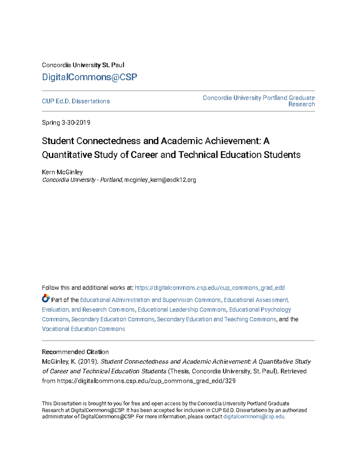 Student Connectedness and Academic Achievement A Quantitative St ...