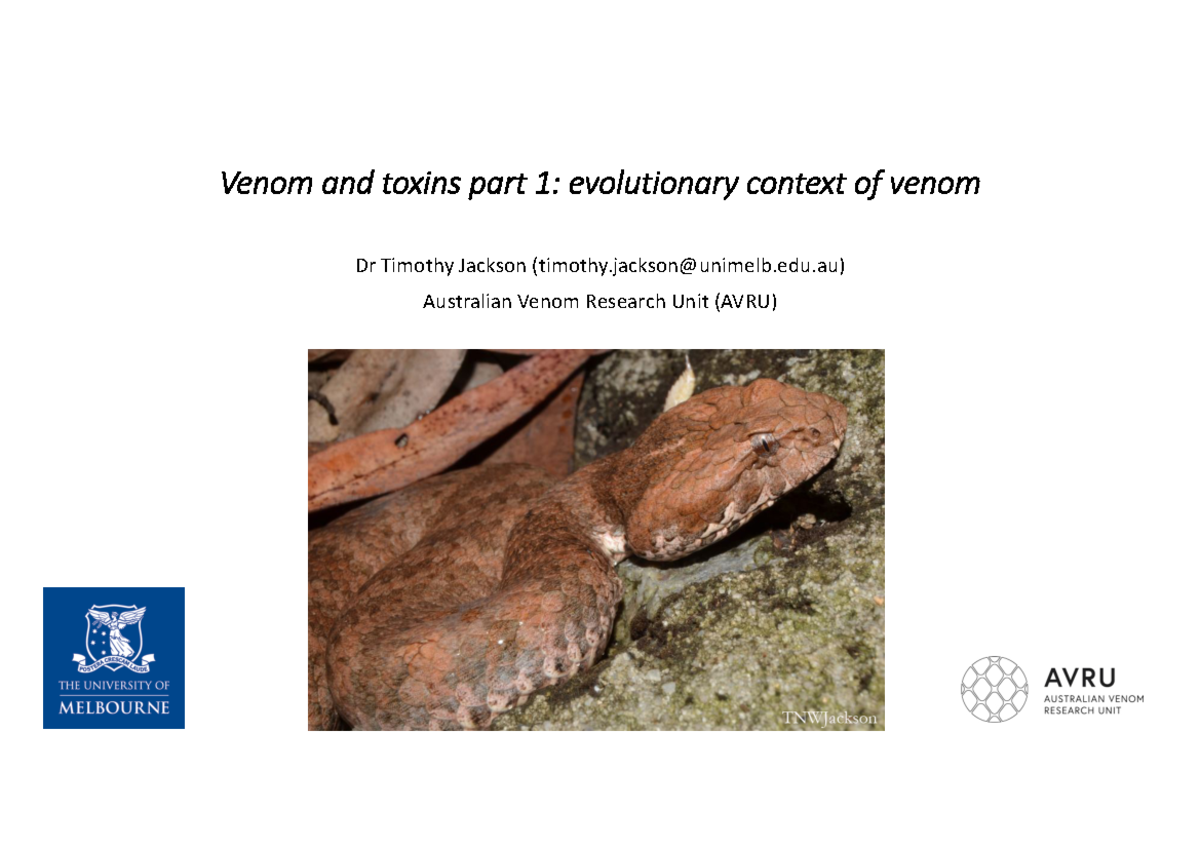 L11.1 - Venoms and Toxins - Jackson - Venom and toxins part 1 ...