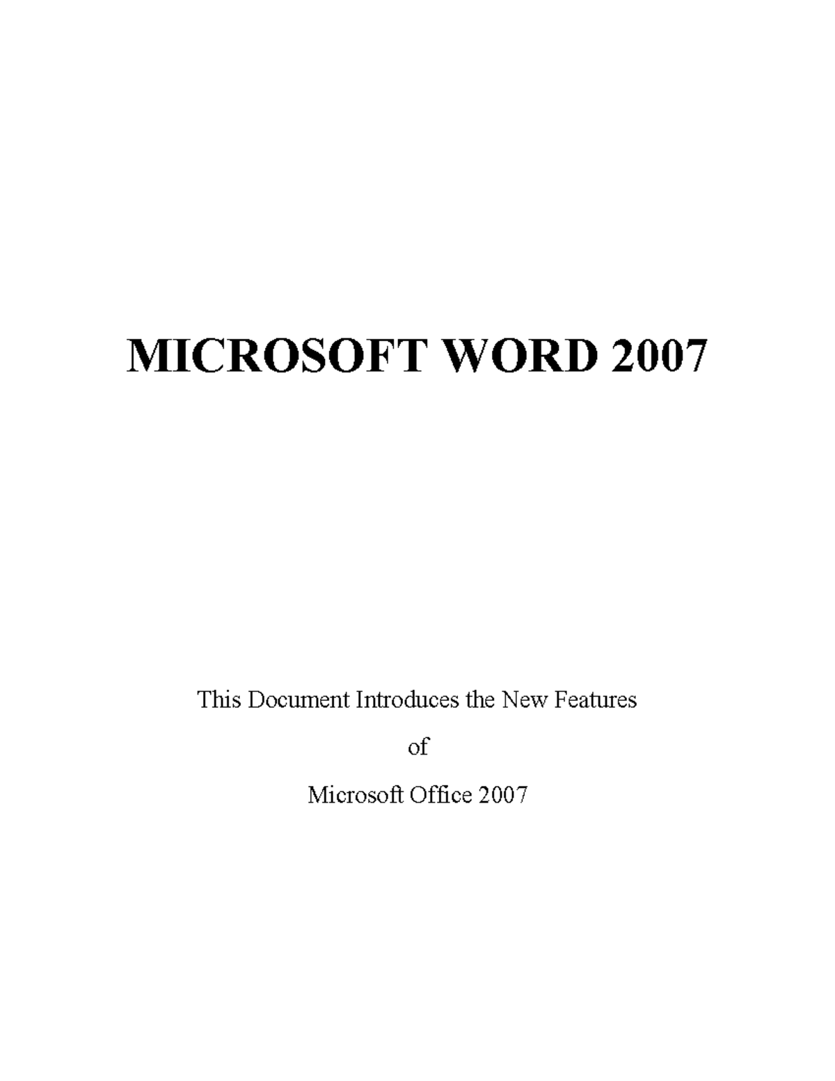 Word2007 Whats New - Introduction to Word 1 Setting Up Your Word ...