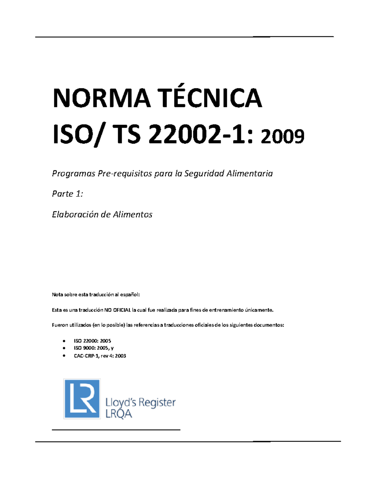 ISO TS 22002 1 2009 - NORMA - 1 NORMA TÉCNICA ISO/ TS 22002-1: 2009 ...