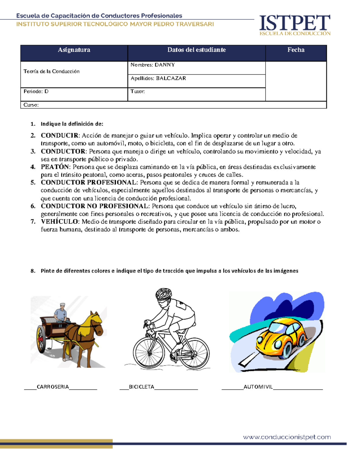 Taller Conceptos - algo corto - 1. Indique la definición de: 2 ...