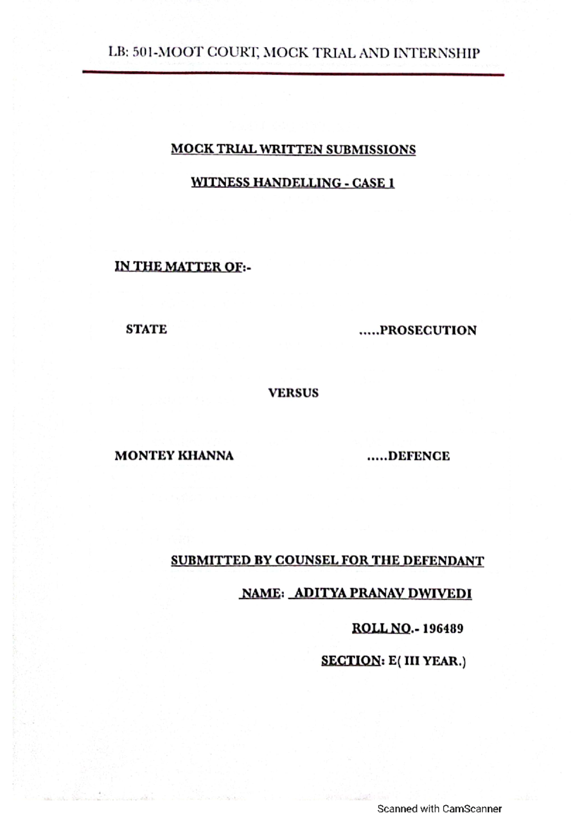 Mock Trial - LB: COURT, MOCK TRIAL AND INTERNSHIP MOCK TRIAL WRITTEN ...