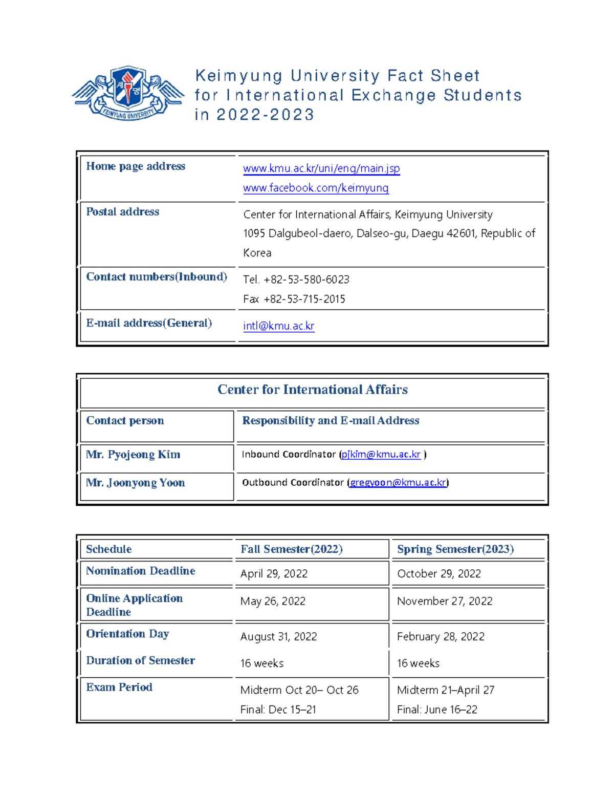 2022-2023 Keimyung University Fact Sheet(updated)[1152] - K e i m y u n ...